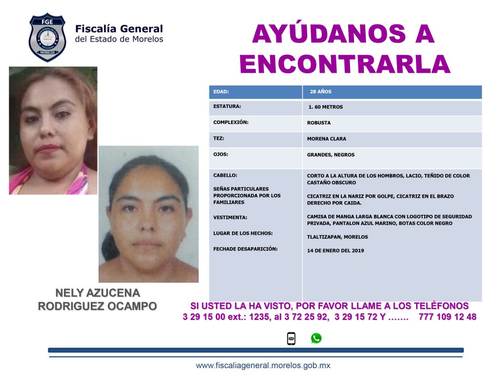 Nely Azucena Rodríguez Ocampo | Fiscalía General del Estado de Morelos